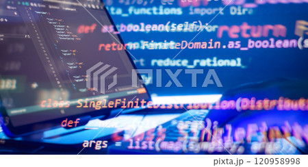 Abstract software development concept with code...の写真素材 [120958998] - PIXTA