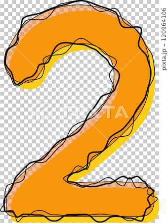 Orange Outline Scribble Alphabet Number 2のイラスト素材 [120964106] - PIXTA