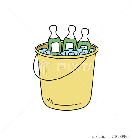 A bucket filled with ice and three bottles of sodaのイラスト素材 [121000962 ...
