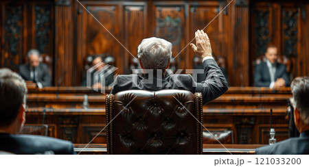 Male court witness swearing oath with hand...のイラスト素材 [121033200] - PIXTA