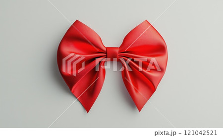 Red Bow Realism Against A White Background: A...のイラスト素材 [121042521] - PIXTA