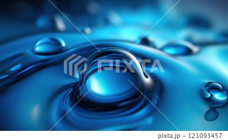 Sparkling water droplets merge and ripple on a...のイラスト素材 [121093457 ...