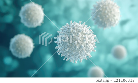 Cellular defense: leukocytes under a...のイラスト素材 [121106318] - PIXTA
