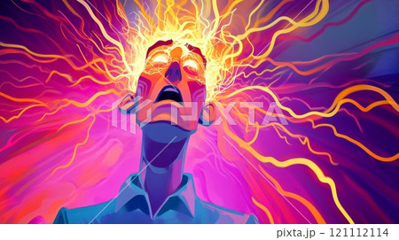 Man experiencing enlightenment with glowing...のイラスト素材 [121112114] - PIXTA