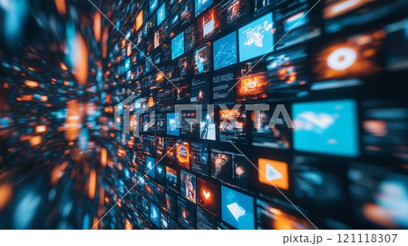 Visual representation of digital data flow and...のイラスト素材 [121118307 ...