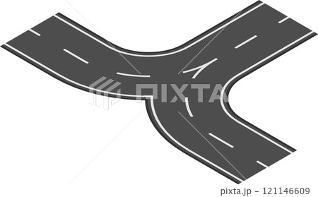 Y shaped highway intersection joining two...のイラスト素材 [121146609] - PIXTA