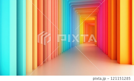 Colorful abstract corridor with vibrant...のイラスト素材 [121151285] - PIXTA