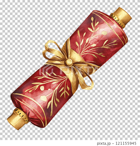 Festive red cracker with gold accents and...のイラスト素材 [121155945] - PIXTA