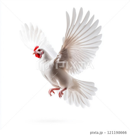 Graceful White Chicken in Mid-Flightのイラスト素材 [121198666] - PIXTA