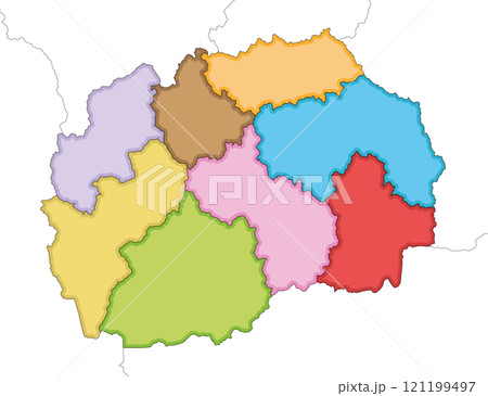 Vector illustrated blank map of North Macedonia...のイラスト素材 [121199497 ...