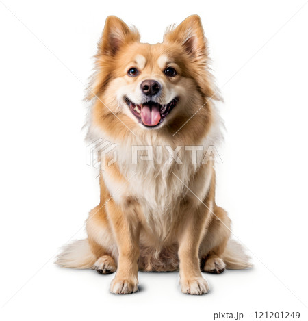 A cheerful fluffy dog poses for a portrait...のイラスト素材 [121201249] - PIXTA