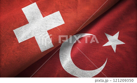 Swiss and Turkish Flags Overlapping in Vivid...のイラスト素材 [121209350] - PIXTA