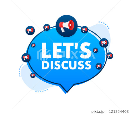 Megaphones announcing let's discuss inside...のイラスト素材 [121234408] - PIXTA