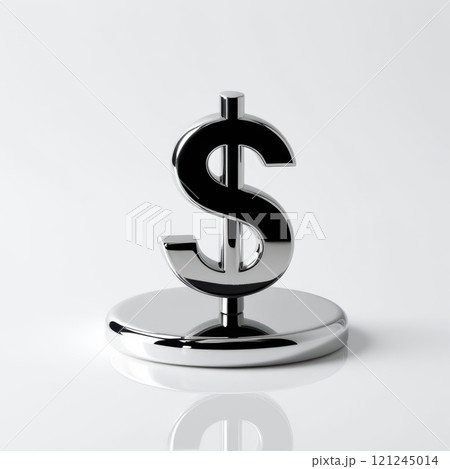 A shiny chrome dollar sign on a circular...のイラスト素材 [121245014] - PIXTA