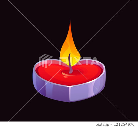Cartoon heart shaped candle with glowing flame,...のイラスト素材 [121254976 ...