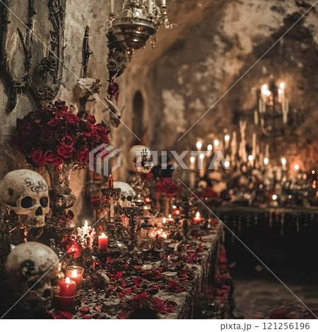 human skull and flower carved on woodのイラスト素材 [121256196] - PIXTA