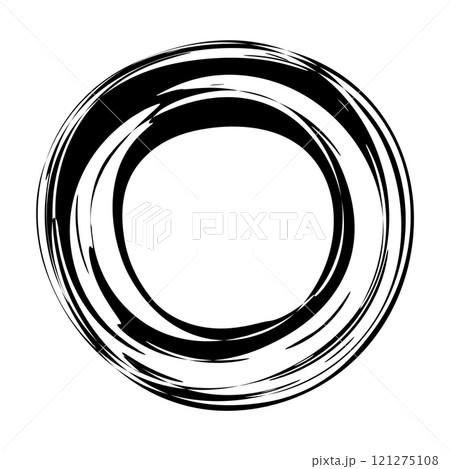 Swash circle hand painted with black ink brushのイラスト素材 [121275108] - PIXTA