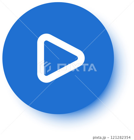 White play symbol is displayed on a blue round...のイラスト素材 [121282354 ...