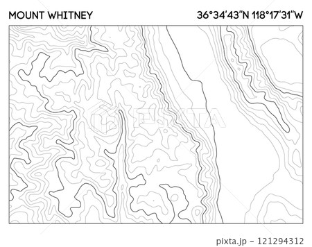 Contour map of Mount Whitney illustrating...のイラスト素材 [121294312] - PIXTA