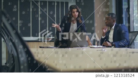 Image of binary coding data processing over...の写真素材 [121318524] - PIXTA