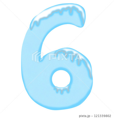 Number six in icy blue, embellished with frost...のイラスト素材 [121339802 ...