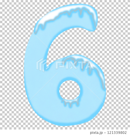 Number six in icy blue, embellished with frost...のイラスト素材 [121339802 ...