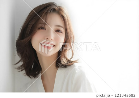 30代の笑顔が可愛い日本人女性のイラスト素材 [121348682] - PIXTA