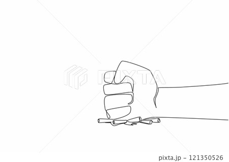 Single one line drawing hands clenched and...のイラスト素材 [121350526] - PIXTA