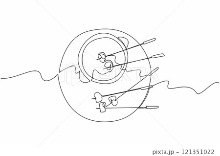 Single one line drawing a pot and some forks...のイラスト素材 [121351022] - PIXTA