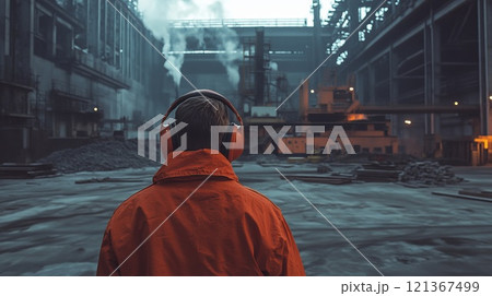 Employee Observing Machinery in an Industrial...のイラスト素材 [121367499] - PIXTA
