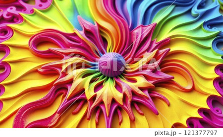 Vivid Swirls of Radiance%3A A Burst of Colorful...のイラスト素材 [121377797 ...