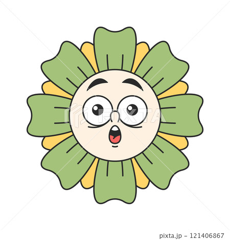Screaming wow daisy flower emoticonのイラスト素材 [121406867] - PIXTA
