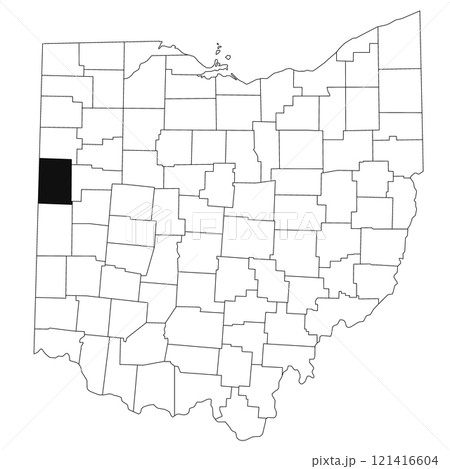 Map of Mercer County in Ohio state on white...のイラスト素材 [121416604] - PIXTA