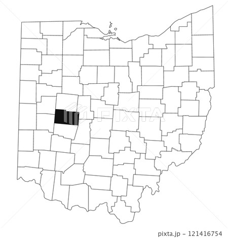 Map of Champaign County in Ohio state on white...のイラスト素材 [121416754 ...