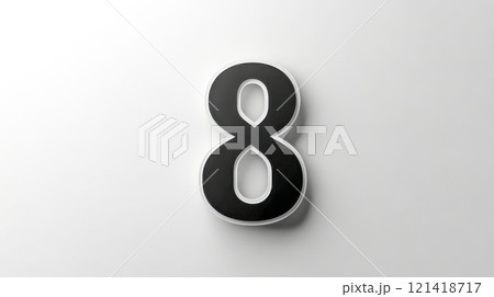 Number eight symbol minimalist design on white...のイラスト素材 [121418717 ...