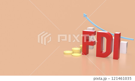 The FDI text and coins for Business concept 3d...のイラスト素材 [121461035 ...