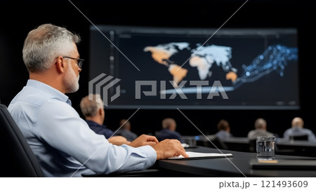 A group of people observing a planetarium show,...のイラスト素材 [121493609 ...