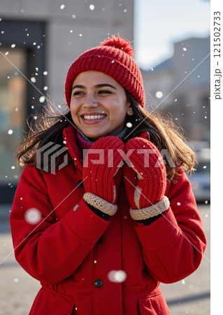 vertical waist up portrait of smiling young...のイラスト素材 [121502733] - PIXTA