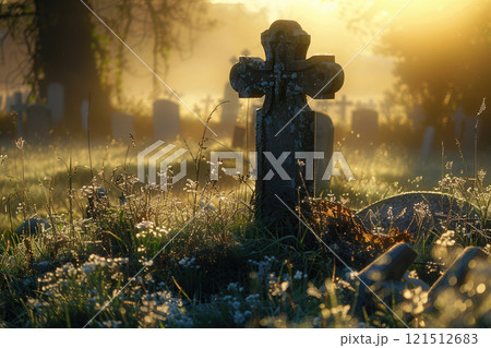 Fantastically mysterious cemetery with...のイラスト素材 [121512683] - PIXTA