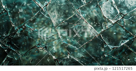 A close-up of shattered, green-tinted glass...のイラスト素材 [121517265] - PIXTA