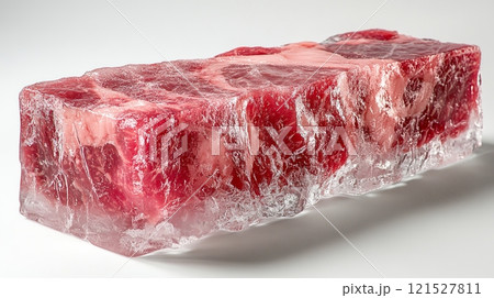 Frozen block of raw red meat isolated のイラスト素材 [121527811] - PIXTA