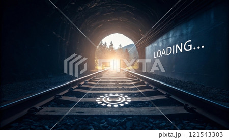 loading sign in illuminated tunnelのイラスト素材 [121543303] - PIXTA