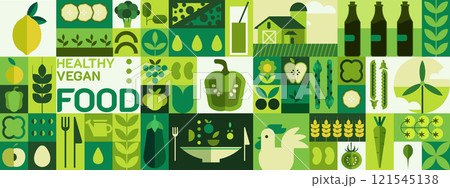 Healthy food. Abstract organic background with...のイラスト素材 [121545138 ...
