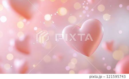 Pink flying hearts background. Love and...のイラスト素材 [121595743] - PIXTA