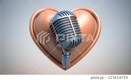 Heart-shaped microphone on white background...のイラスト素材 [121614729] - PIXTA