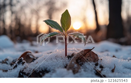 Sprout Breaking Through Snowのイラスト素材 [121625543] - PIXTA