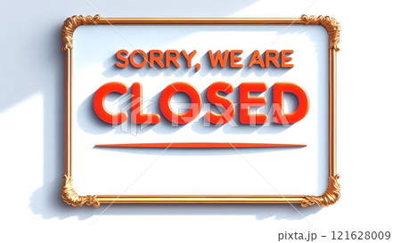A vibrant Closed sign in bold letters hangs in...のイラスト素材 [121628009 ...