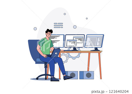 Man Coder Development Programming Computerのイラスト素材 [121640204] - PIXTA