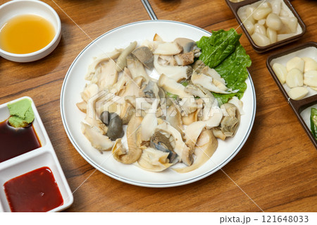 Korean seafood food. Boiled conch sashimiの写真素材 [121648033] - PIXTA