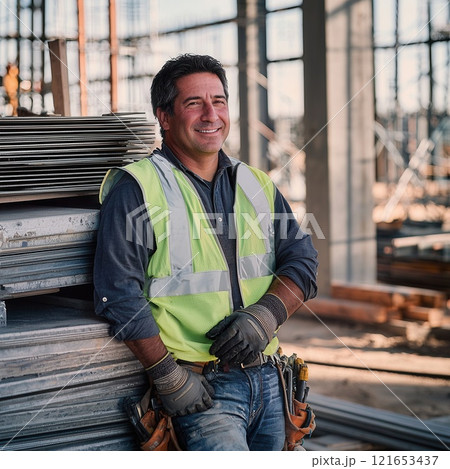 Relaxed Construction Supervisor in Reflective...のイラスト素材 [121653437] - PIXTA